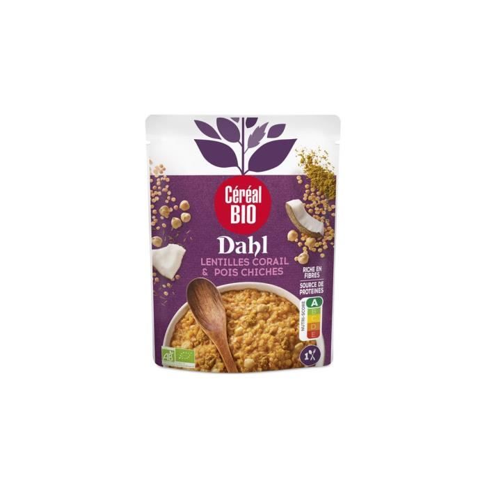 Dahl lentilles corail et pois chiches Céréal Bio - 220g - Cdiscount Au ...