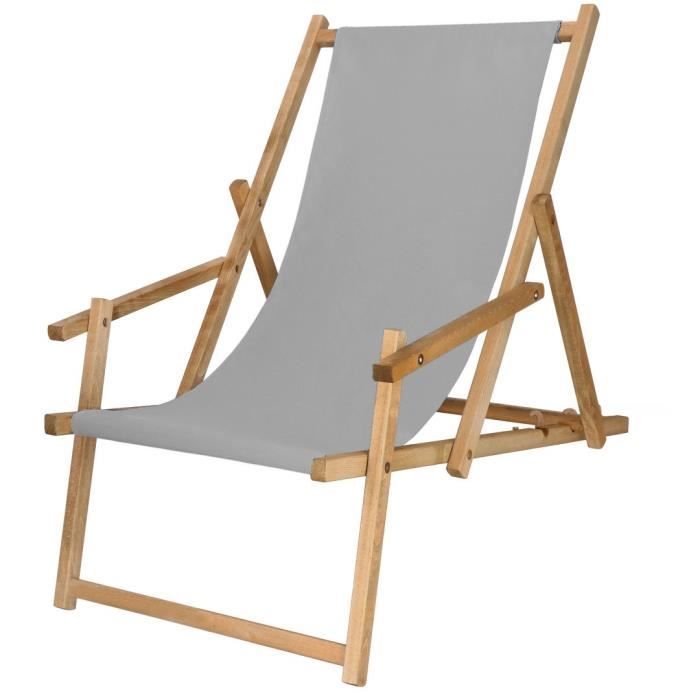 SPRINGOS® Transat de Jardin Chaise longue pliante en bois imprégné Avec ...