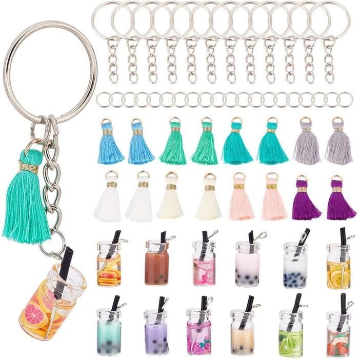 60Pcs Bubble Tea Keychain Kit Coloré Boba Keychain Making Kit Milk Tea ...