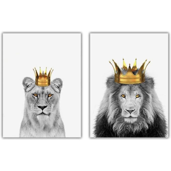 Xsyucp-Posters 2 Pièces 80X100 Cm Sans Cadre Lion Et Lionne Avec ...