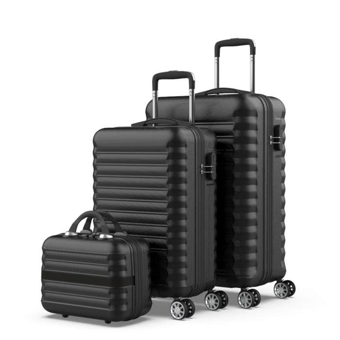Numada - Jeu de valises noir 3pcs ABS Cabin Suitcase 53cm, Medium 63cm ...