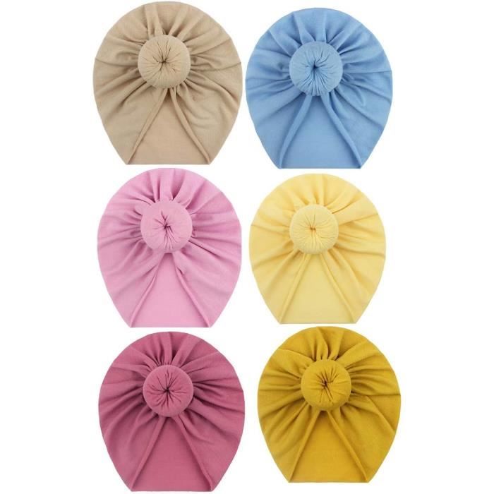 Lot de 6 Turban Bonnet Bébé Fille Bandeau Cheveux Enfant Naissance ...