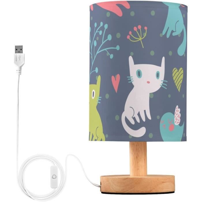 Dessin Animé Chatons Et Oiseaux Au Printemps Fleurs Lampes De Chevet ...