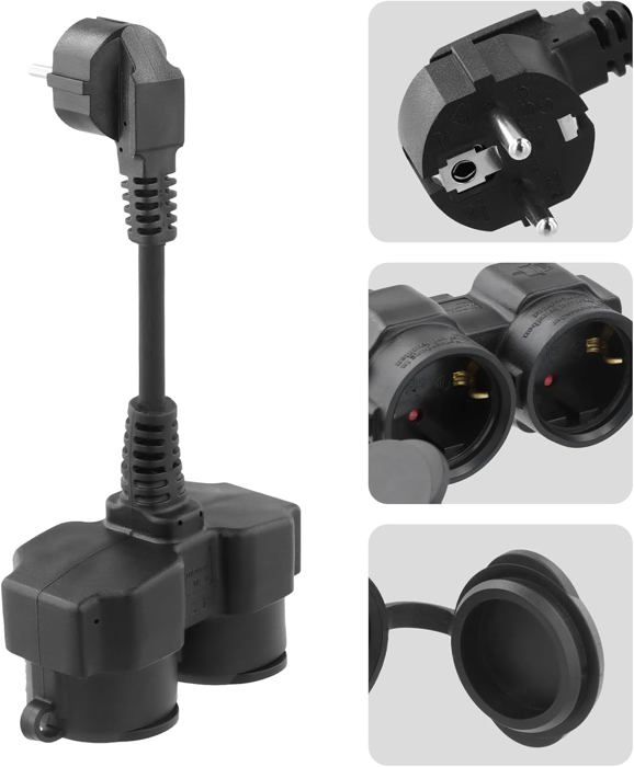 Multiprise 2 Prises Multiprise Double Prise Electrique Noire, Pour ...
