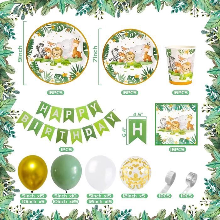 Vaisselle Anniversaire Jungle Animaux, Assiette Anniversaire Jungle ...