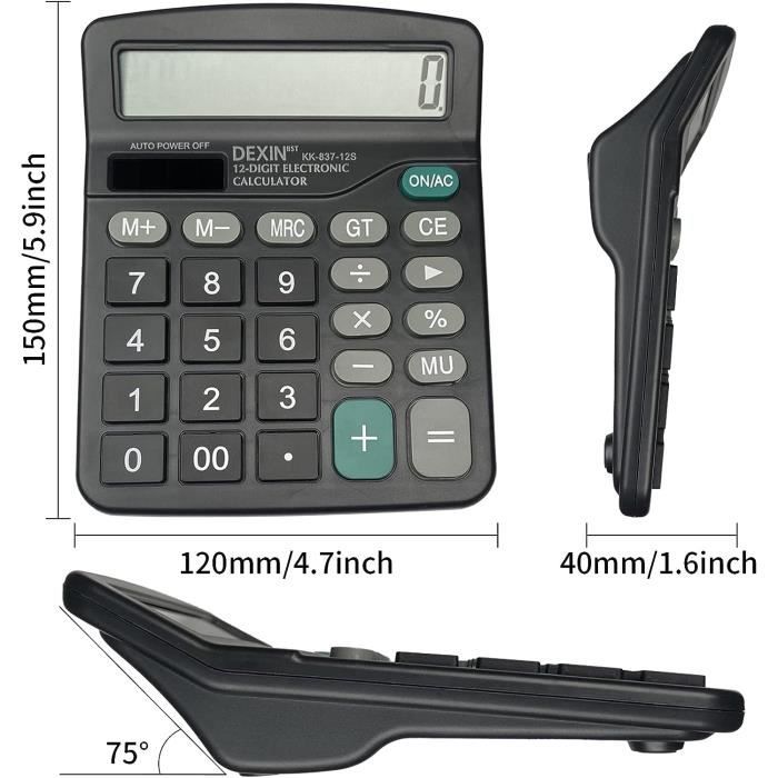 Calculatrice, Calculette De Bureau Solaire Grand Écran Lcd À 12 ...