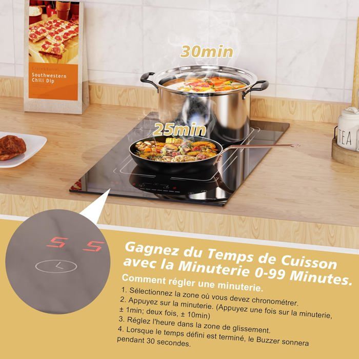 Induction Hob 2 Recessed Hob with Disaenvir Plug, Induction Hob with 30 ...