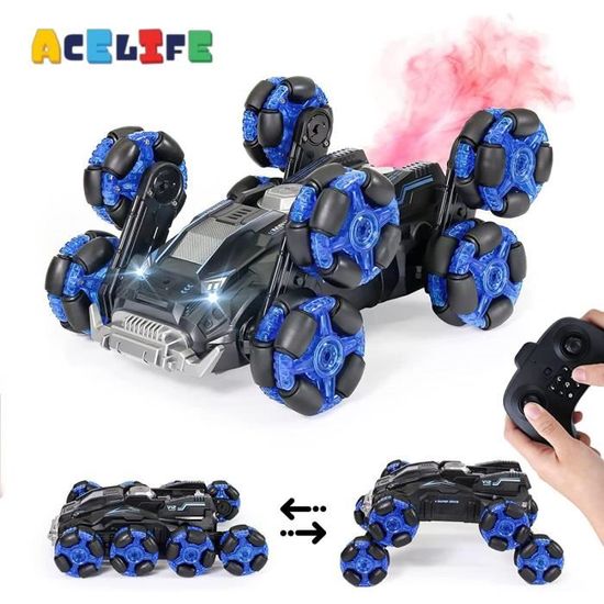 ACELIFE Voiture télécommandée Tout Terrain 4WD 8 roues Stunt Car 360 ° Rotation 2.4 Ghz RC Buggy ...