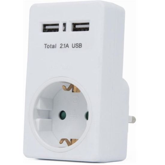 Prise 16A 2P+T + avec 2x Ports USB 2,1A - Blanc - Cdiscount Bricolage
