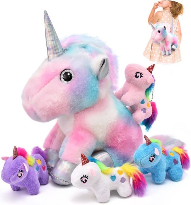 Tacobear Peluche Licorne Jouet pour Fille Peluche Maman Licorne avec 4 ...