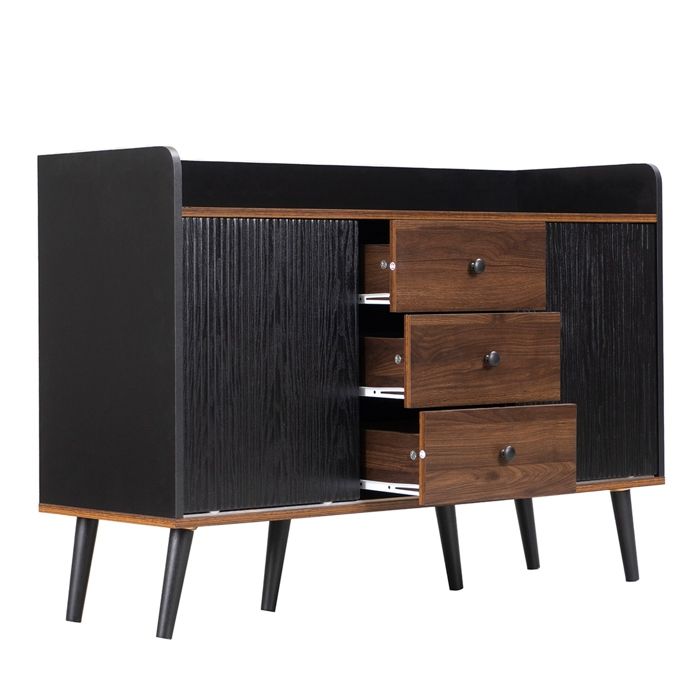 Buffet moderne bois H80/L117,5/T40 cm avec étagères de rangement,Buffet ...