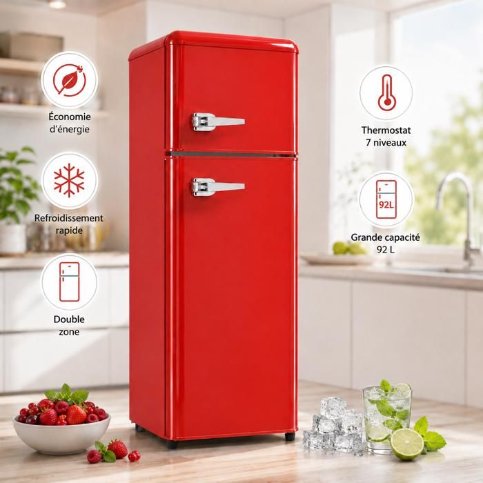 Réfrigérateur congélateur 92 litres 64L+28L, réfrigérateur à deux ...