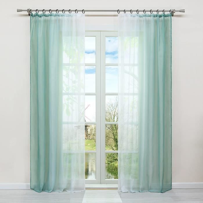 Lot De 2 Rideaux Voilages Dégradé À Galon Fronceur En Polyester ...