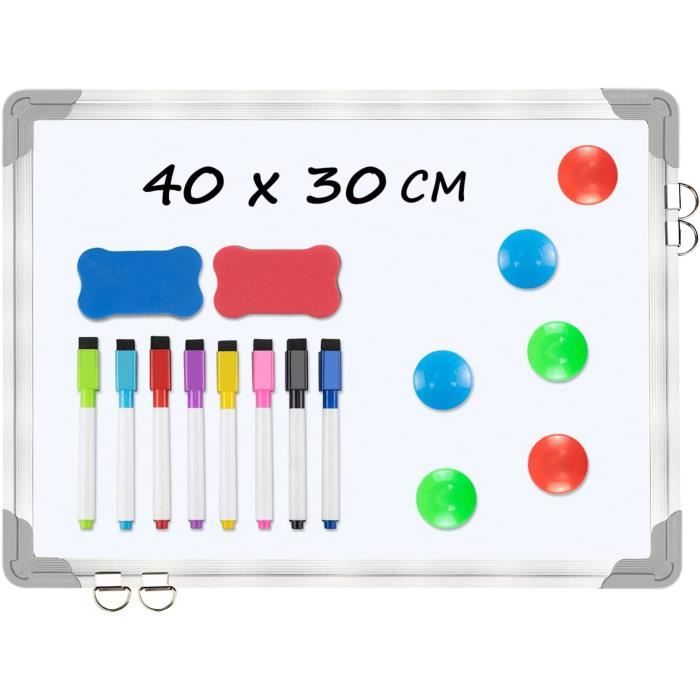 Tableau Blanc Petit 40 x 30 cm, Mini Tableau Magnétique Effaçable à sec ...