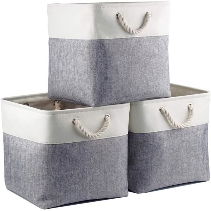 Cube de Rangement Tissu, Panier Cube de Rangement, (Gris Blanc ...