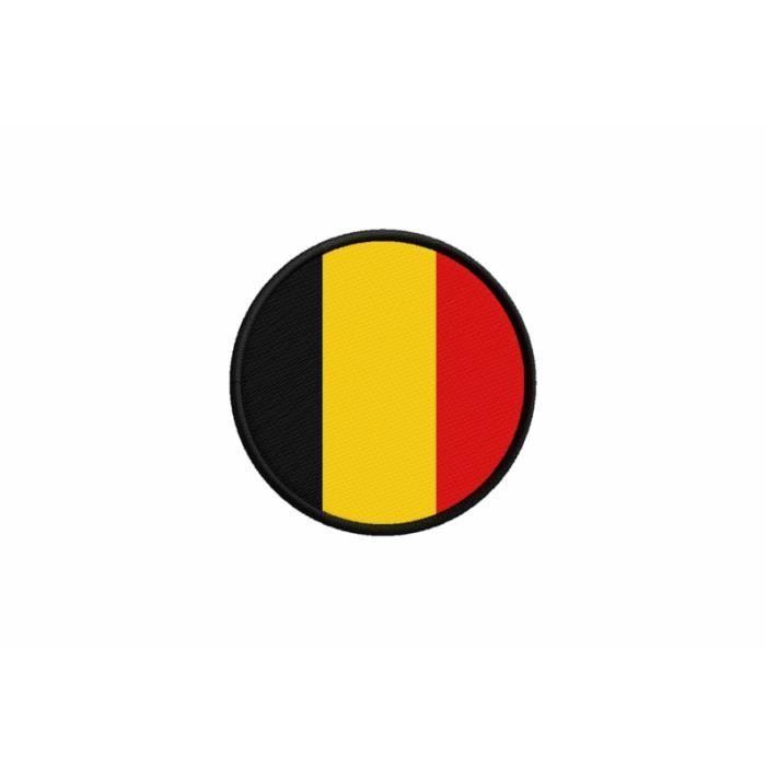 Patch ecusson drapeau belgique belge imprime thermocollant rond cocarde ...
