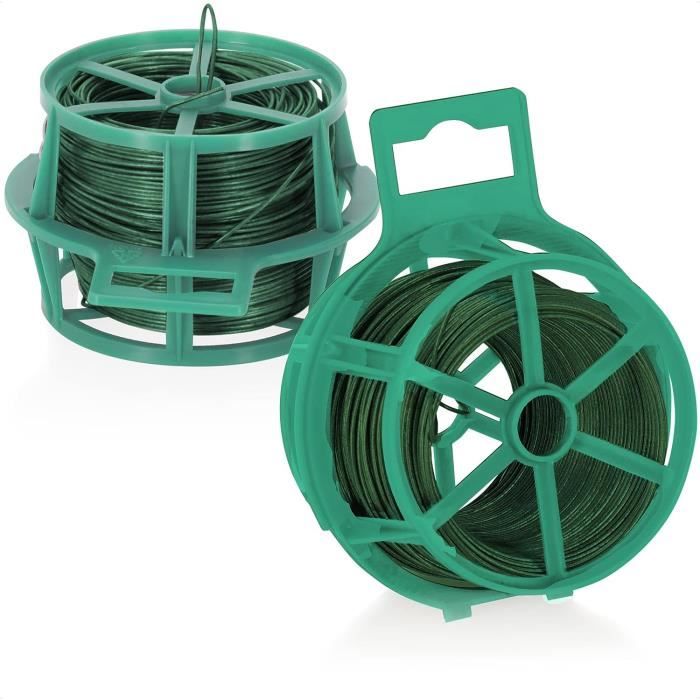 ® 2X Rouleaux Avec 50 Mètres De Fil Plastifié - 100 Mètres De Fil De Ligature - Fil De Fer ...