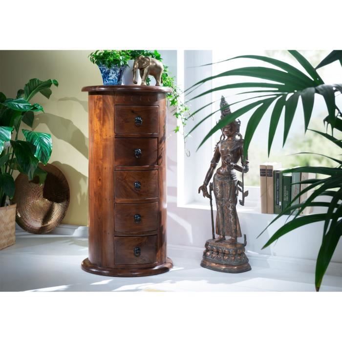 Commode ronde - Bois massif d'acacia laqué (Nougat) - OXFORD 338 ...