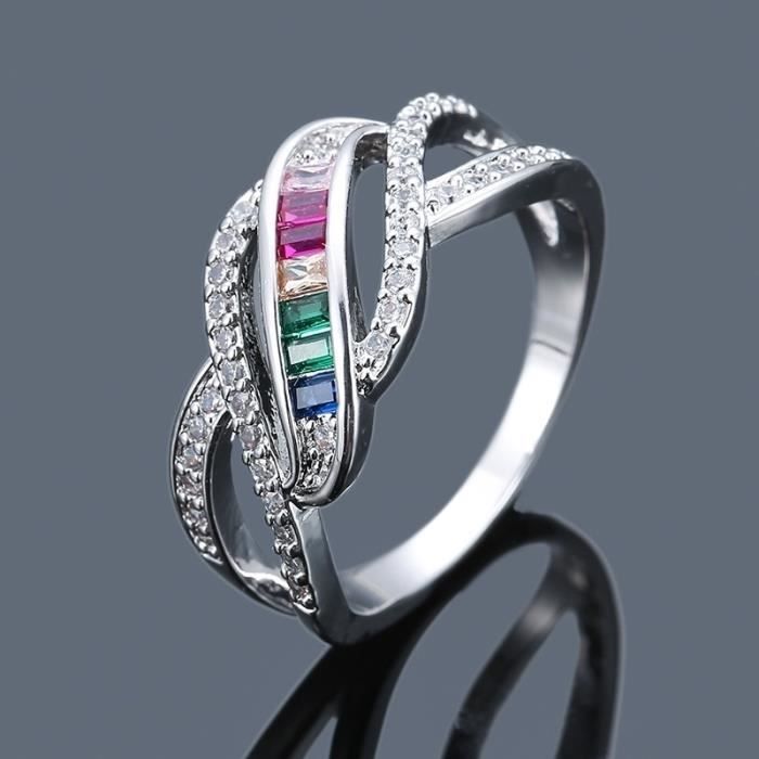 Fashion Rainbow Series Seven Color Rainbow Cast Bague De Pour Femmes En ...