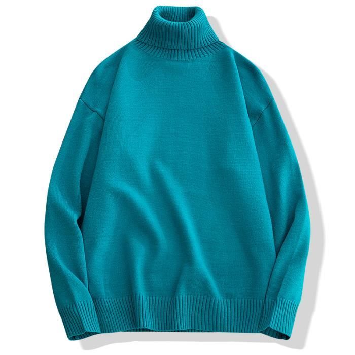 Pull Homme Tricoté Couleur Unie Simple - Manches Longues - Col roulé ...
