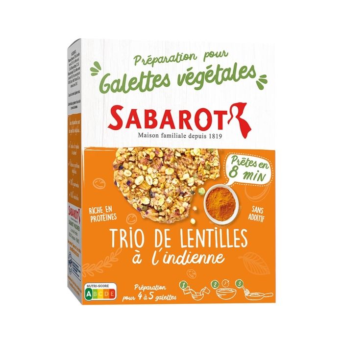 Préparation pour Galettes végétales Trio de Lentilles à l'indienne 170g ...