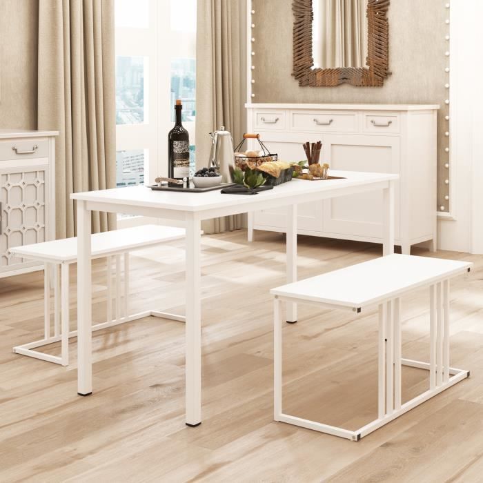 SogesHome Table de Salle à Manger avec 2 Bancs Ensemble Table et Bancs ...