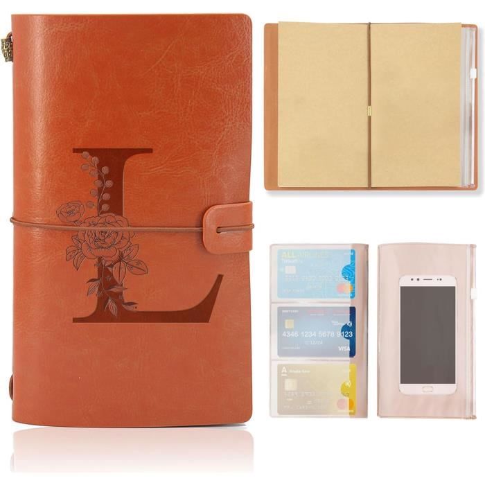 Cuir Carnet de Notes pour Femme, Cahier de Voyage avec Initiale Lettre ...