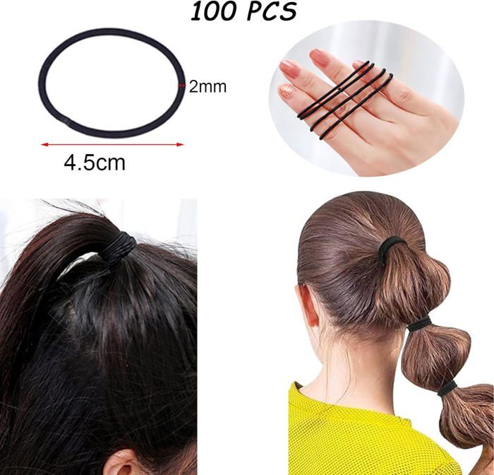 100 Elastique Cheveux,Chouchous Elastiques Sans Métal,2mm Cheveux ...