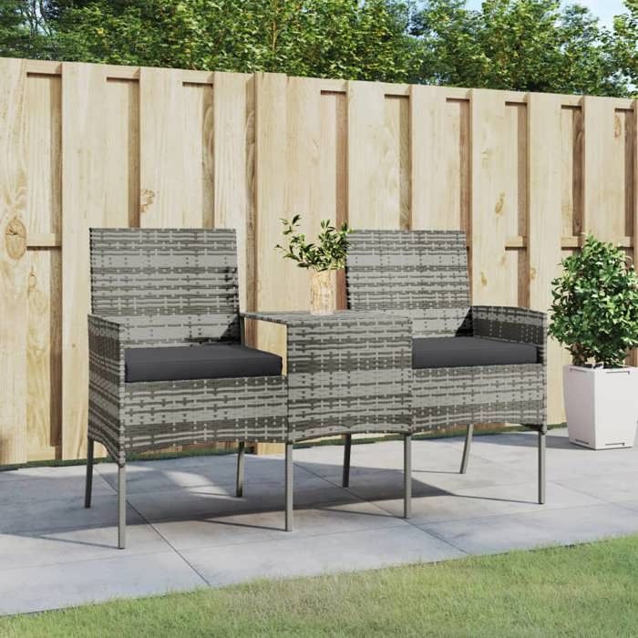BEAU Sofa de balcon - Canapé jardin - 2 places - et table basse Résine ...