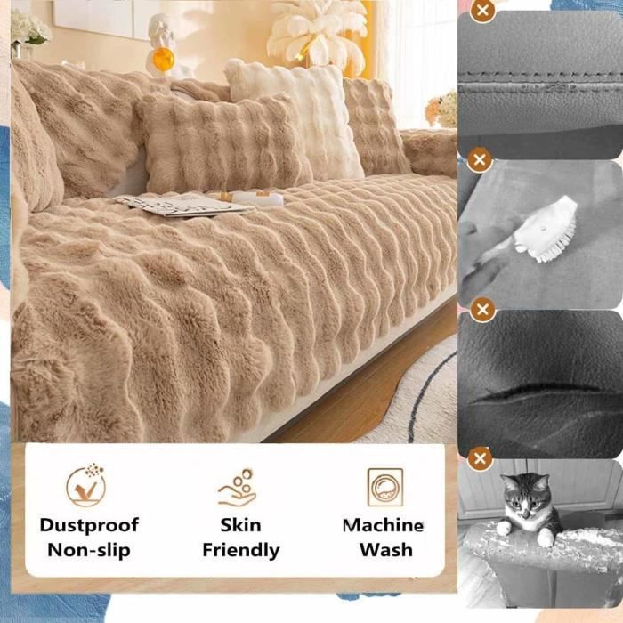 Housse De Canapé En Peluche Lapin Épais 4-3-2-1 Places En Forme De L ...