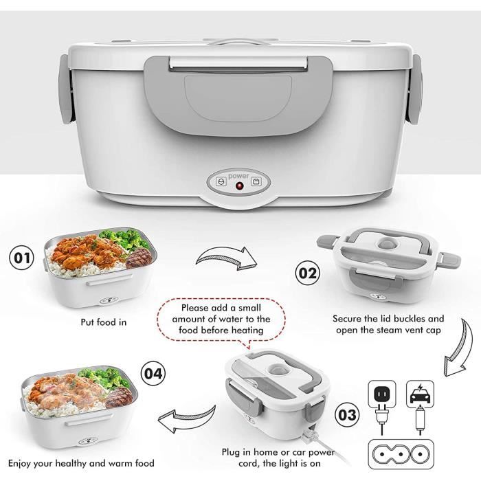 Lunch Box Chauffant Electrique - DOOSL - 3 en 1 - Acier Inoxydable ...