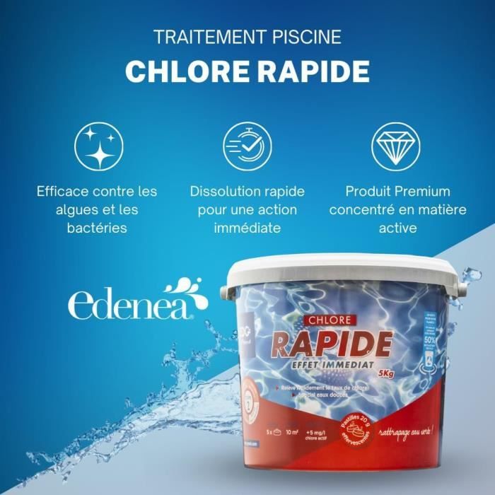Chlore Rapide (Choc) Piscine - Pastilles 20g - Seau 5kg - Effet ...