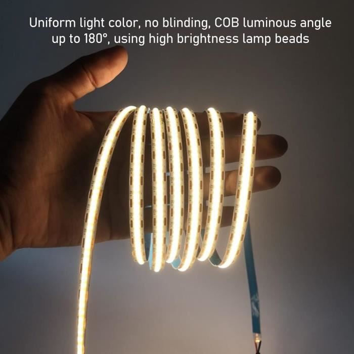 Lampe À Ruban Led, Cob Led Flexible Strip Light 5M 12V Abs Silicone ...