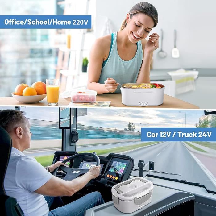 Lunch Box Chauffant Electrique - DOOSL - 3 en 1 - Acier Inoxydable ...