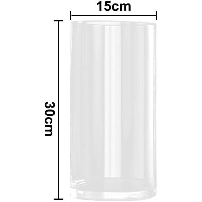 Grand Vase Cylindrique En Verre Transparent-30 Cm De Haut-Diamètre : 15 ...