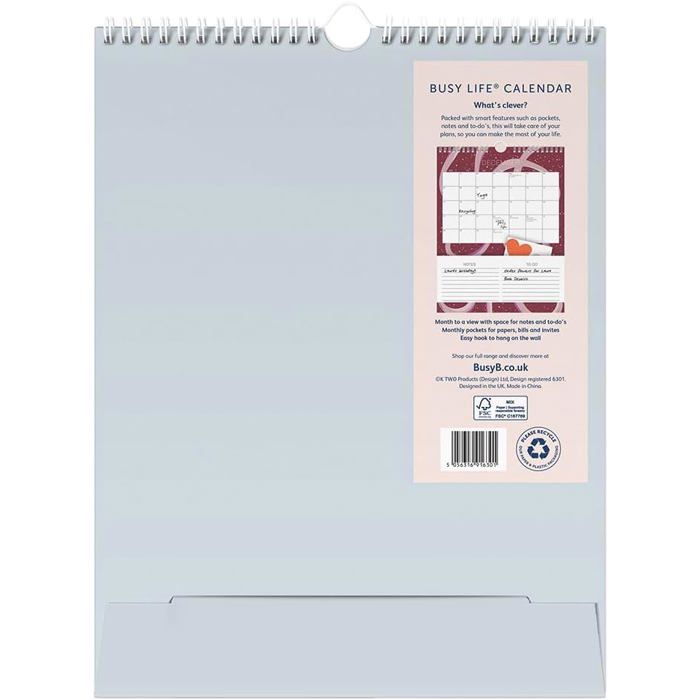 Calendrier mural Busy Life 2026 vue mensuelle 12 pochettes rangement ...