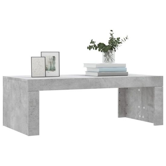 Table basse - BDM - gris béton 102x50x36cm bois d'ingénierie SQZR698071 ...