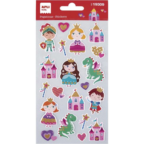 Gommettes - Stickers - Fée - Princesses - Chevalier - 20 pièces - Apli ...