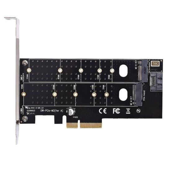 Adaptateur M.2 SSD - PZCC - Double M.2 PCIe x4 - Support SATA et PCIe ...