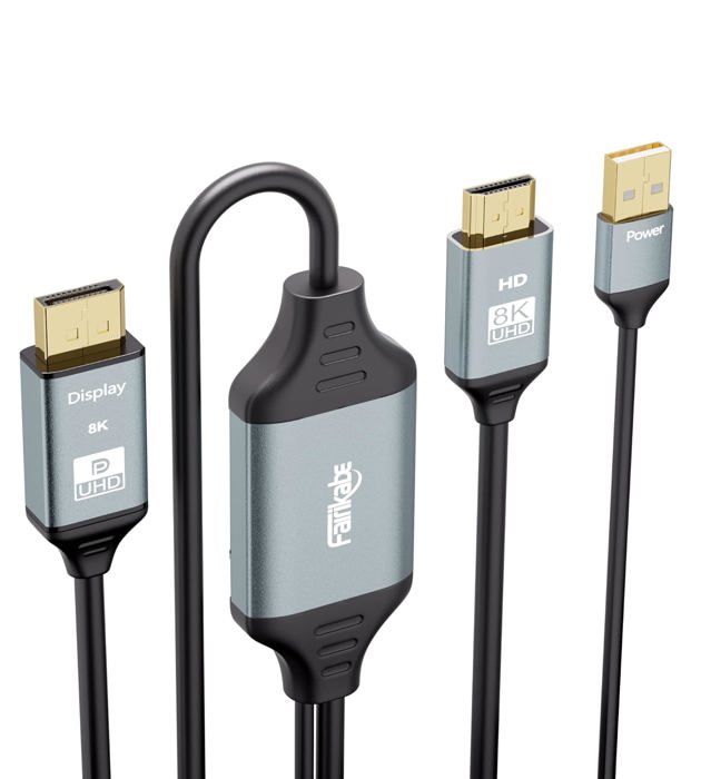 8K Cble HDMI vers Displayport aliment par USB pour Xbox Series X PS4 ...