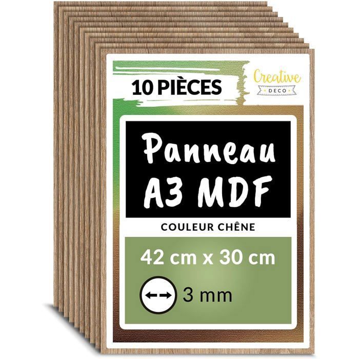 Planche de MDF - Creative Deco - Lot de 10 - 420x300mm - Bois Brut ...