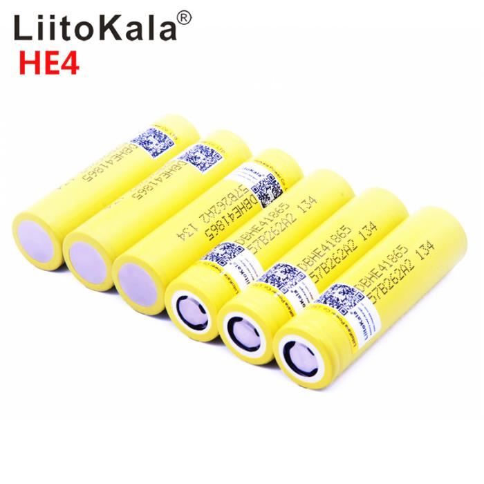 6PCS--Batterie Li-lon Rechargeable He4 18650, 3.6v, 2500mah, Capacité ...