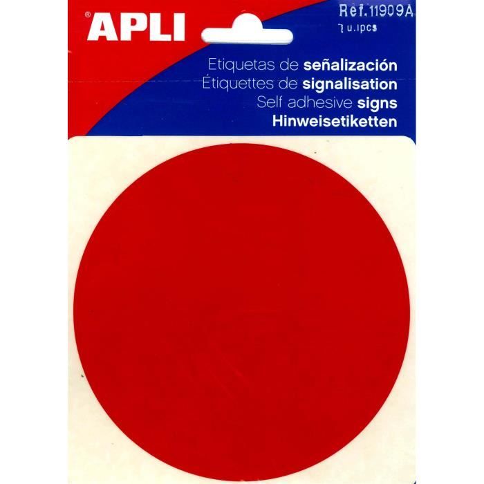 Etiquette de signalisation auto-adhésive - APLI - Point rouge - PVC ...