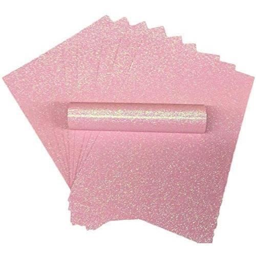 Lot de 10 feuilles de papier cartonné pailleté rose irisé A4 250 g-m² ...