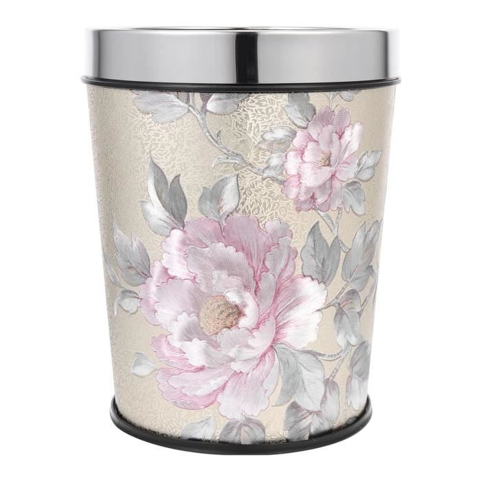Poubelle En Métal 5L Corbeille À Fleurs Avec Anneau De Sac Poubelle ...