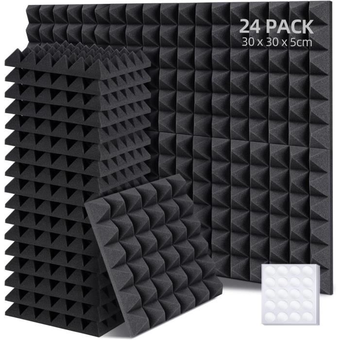 Panneaux de Mousse Acoustique 24 pièces, Panneau Absorbant Acoustique ...