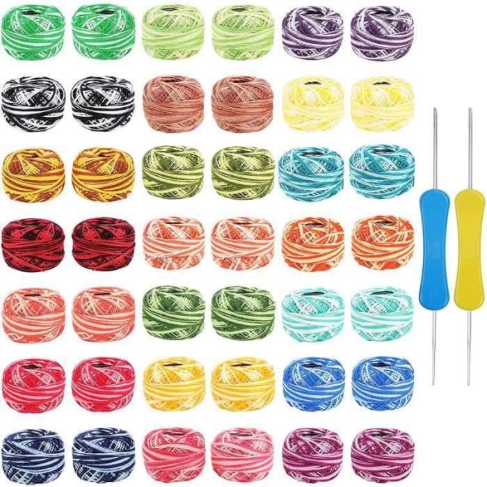 Kurtzy Kit Broderie avec Fil de Borderie Coloré 42 Pelotes - 2 Crochets ...