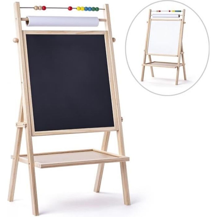 ROLL Tableau en bois double face magnétique avec boulier et papier ...