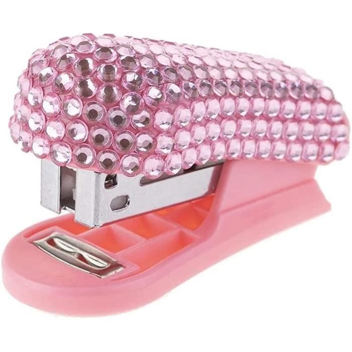 BGREWV Petite agrafeuse autocollante rose Agrafeuse cadeau Fournitures ...