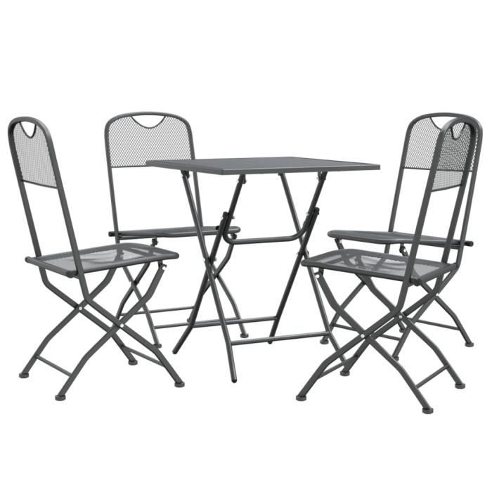Mobilier à dîner de jardin 5 pcs Maille Métal Anthracite-S3682 ...